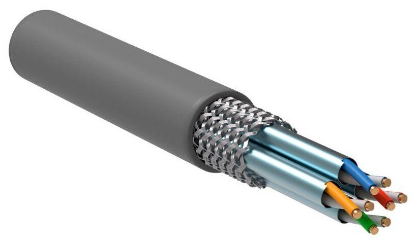 Кабель связи витая пара S/FTP 4х2х23AWG кат.6а solid ПВХ (305м) сер. (м) ITK, IEK LC1-C6A04-611 (1 упак)