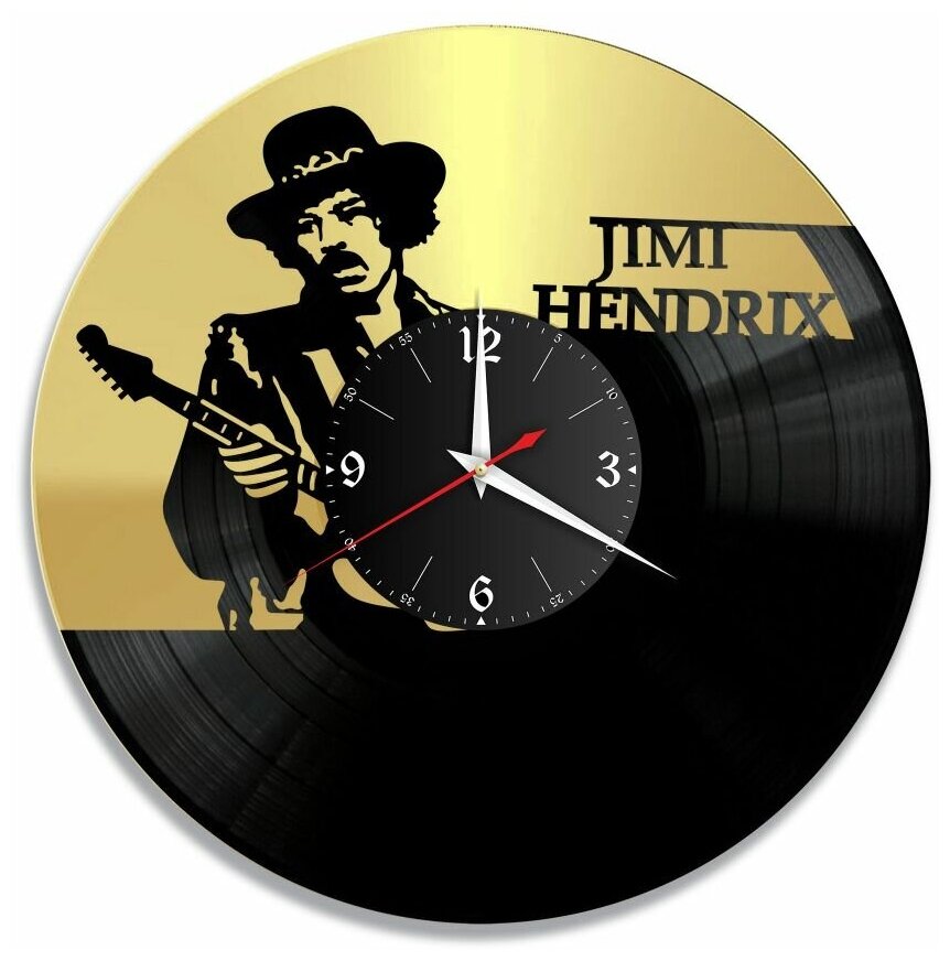 Часы из винила Redlaser "Джими Хендрикс (Jimi Hendrix), Джими Хендрикс с гитарой и в шляпе" VW-10861-1