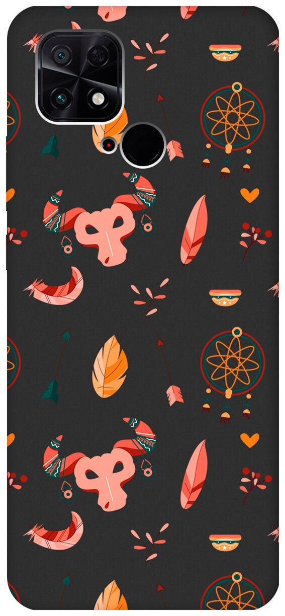 Матовый чехол Boho для Xiaomi Poco C40 / Сяоми Поко С40 с 3D эффектом черный