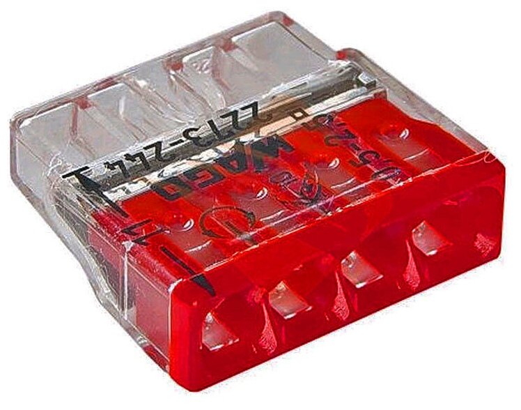 Клемма на 4 провода Wago 2273-244 0,5-2,5 кв. мм самозажимная с пастой (100 шт.)