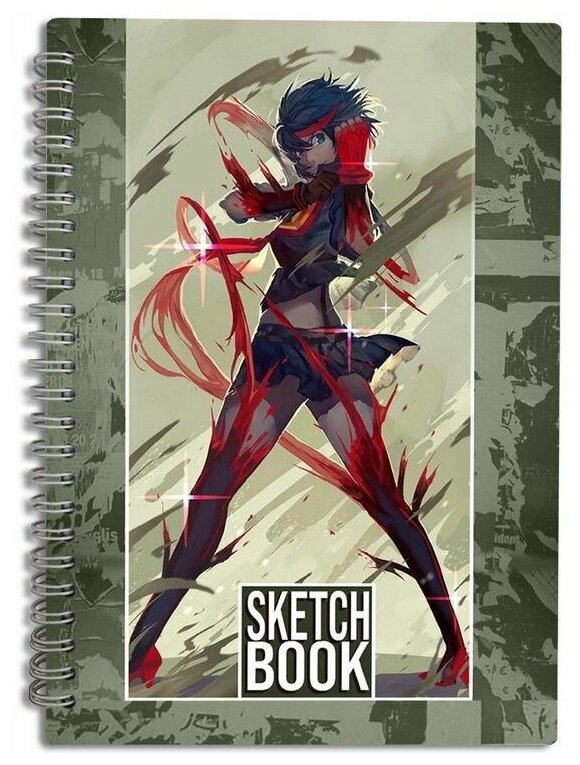Скетчбук A5 50 листов с деревянной обложкой аниме kill la kill килл ла килл - 1113