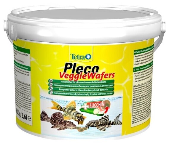 Корм для сомов и донных рыб Tetra Pleco Veggie Wafers с цукини 3.6 л пластинки