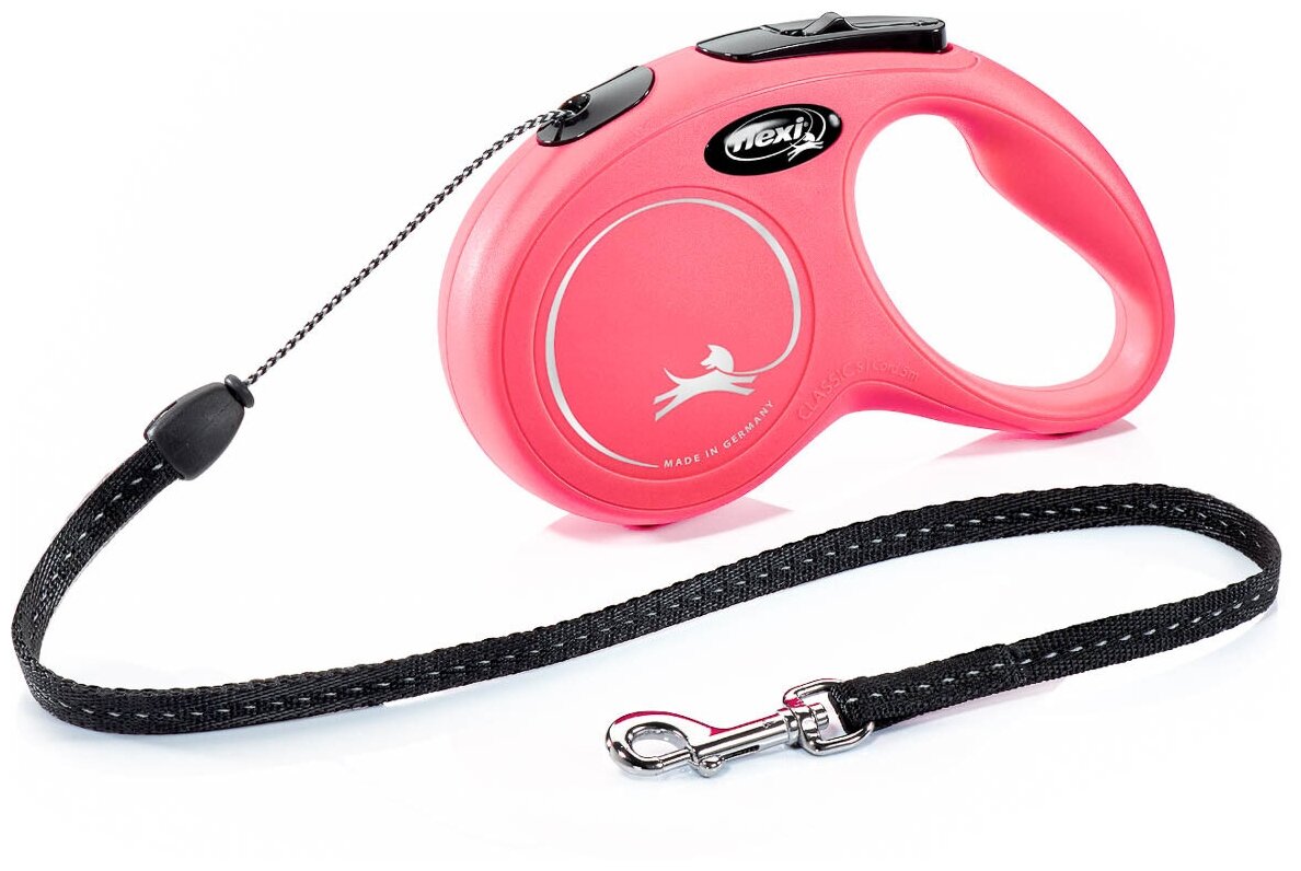 Поводок-рулетка flexi New Classic S. Трос 5 м. для собак до 12 кг. Красный