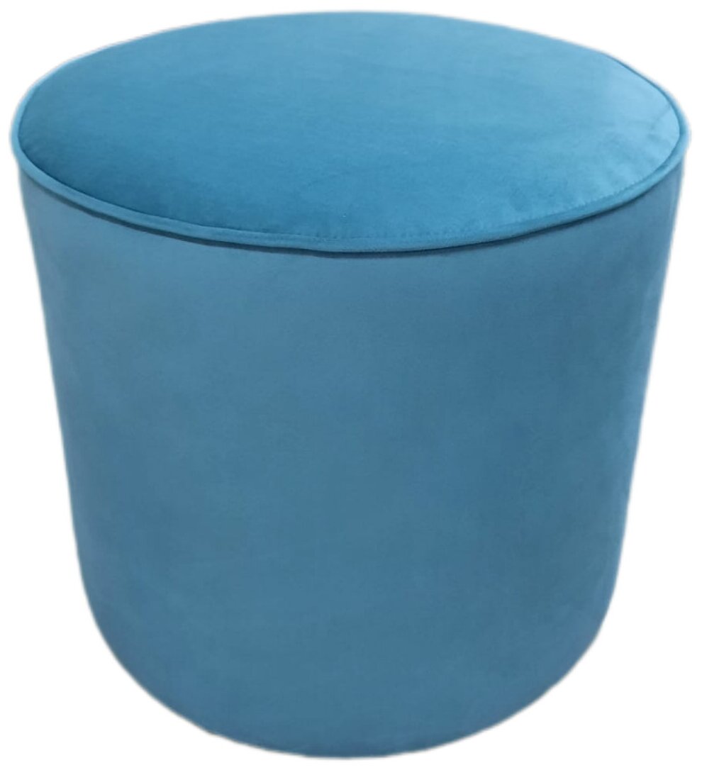 Пуф круглый с декоративным кантом d 42 Estet Interiors голубой