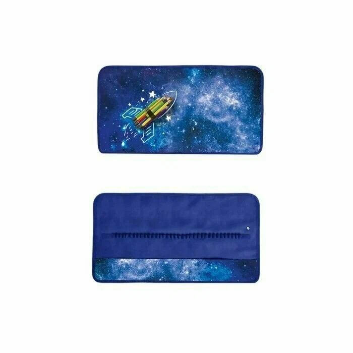 Пенал мягкий скрутка Calligrata 220х430 мм, на шнуровке, на 37 предметов, универсальный, Ракета