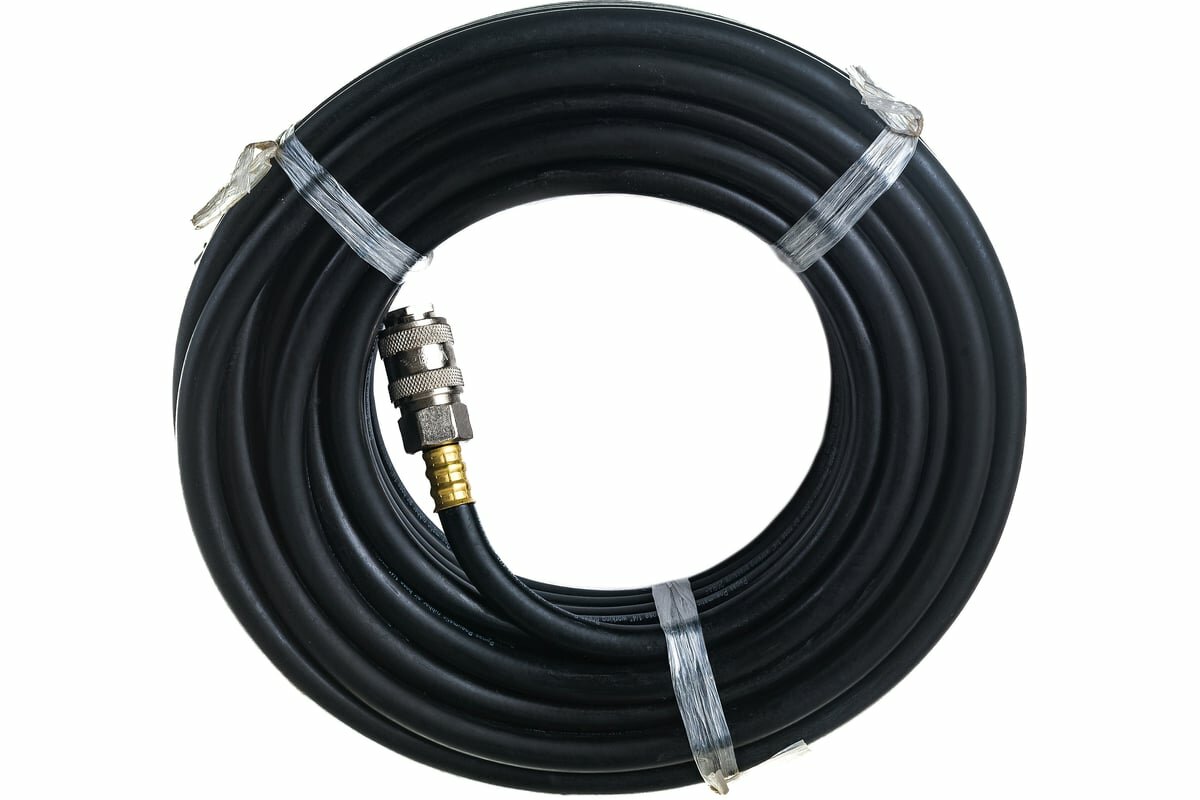 Шланг (4902) резиновый с быстросъемными соединениями (15 м; 6.5х13 мм; 20 бар; черный) Pegas pneumatic