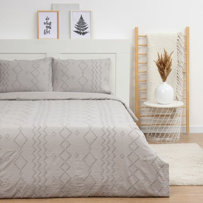 Постельное белье LoveLife Tufting евро "Орнамент" 200х217 см, 230х240 см, 50х70 см - 2 шт, цвет серый, 110 г/м2 (9878686/9878687)