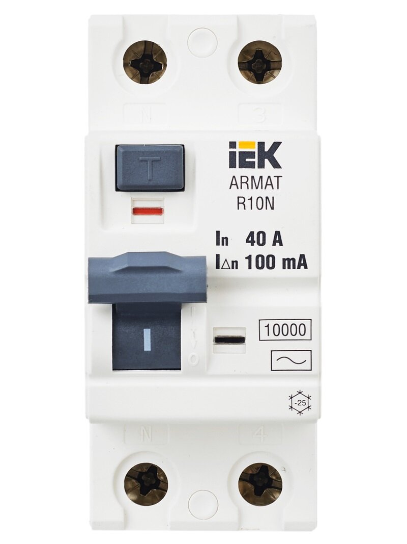 Выключатель дифференциального тока IEK ARMAT ВДТ двухполюсный R10N 40А 100мА тип AC