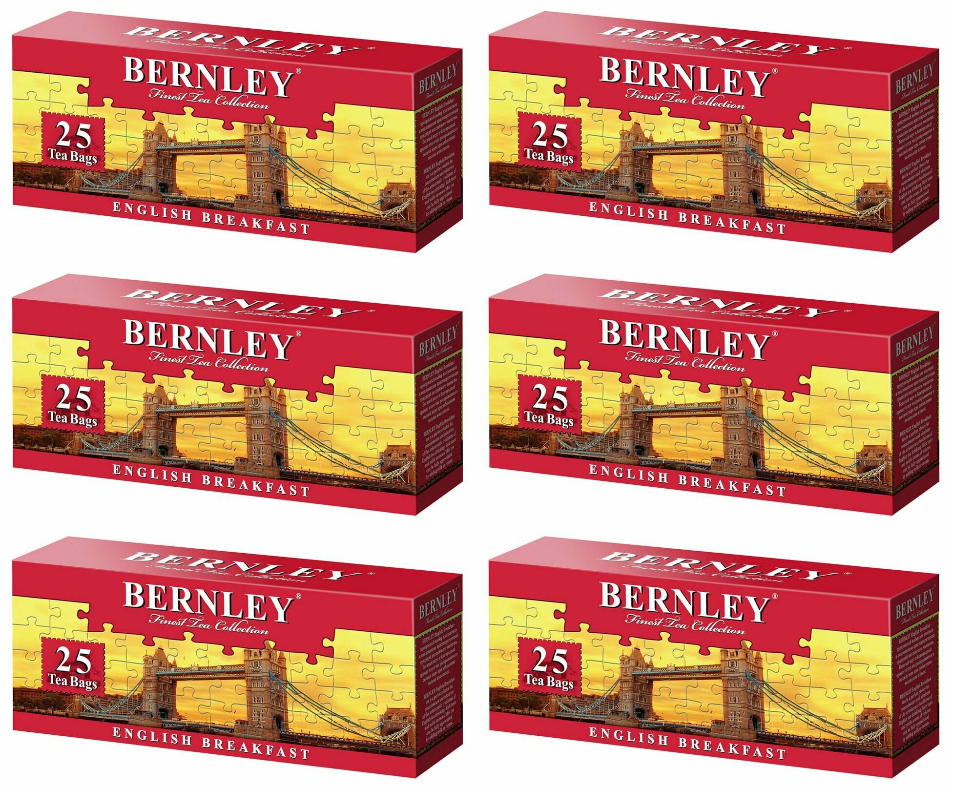 Bernley Чай черный English Breakfast, 25 пакетиков 2 г, 6 уп