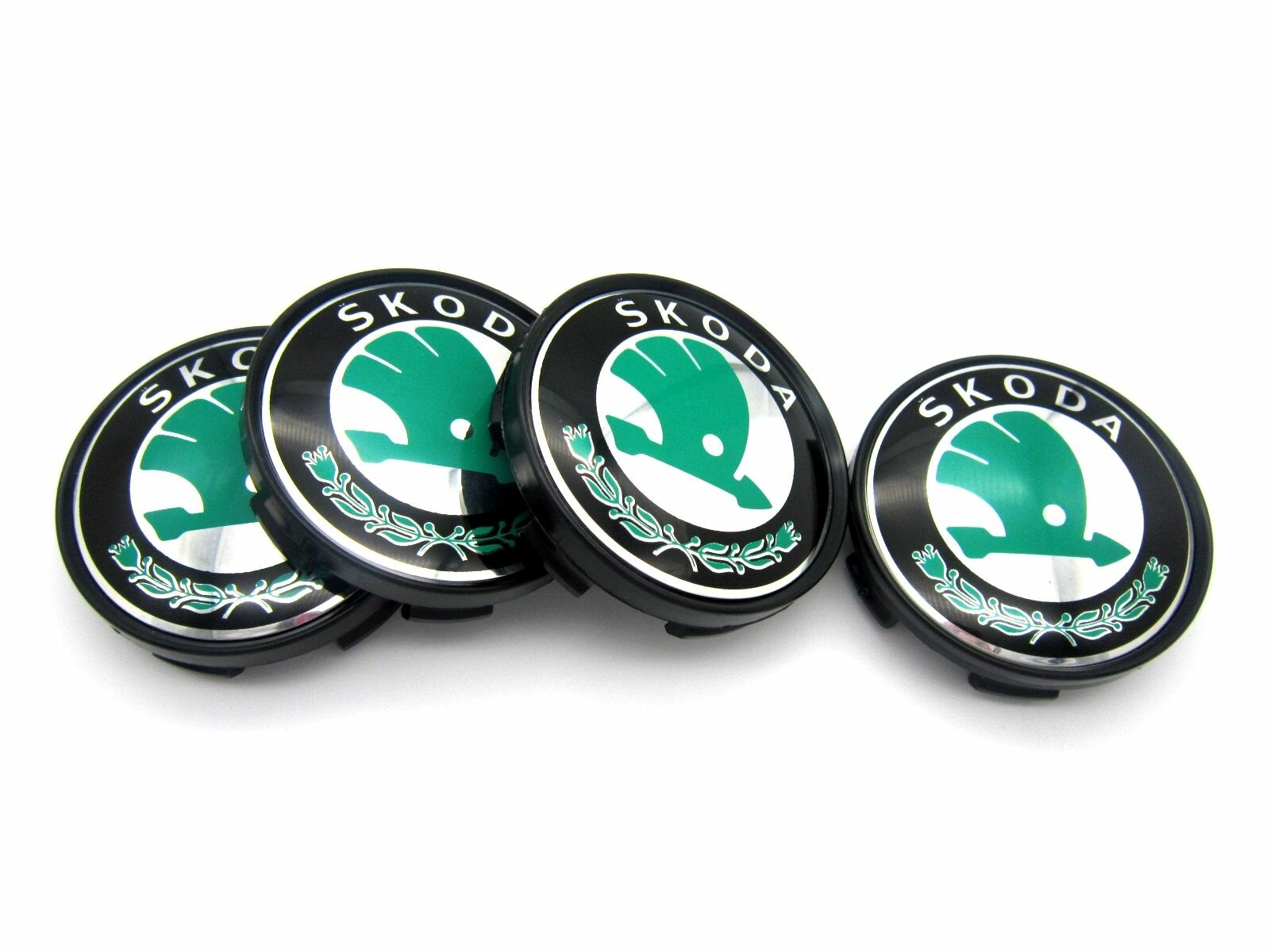 Колпачки заглушки на литые диски Шкода 59/56/10 мм, зеленая 4 шт.