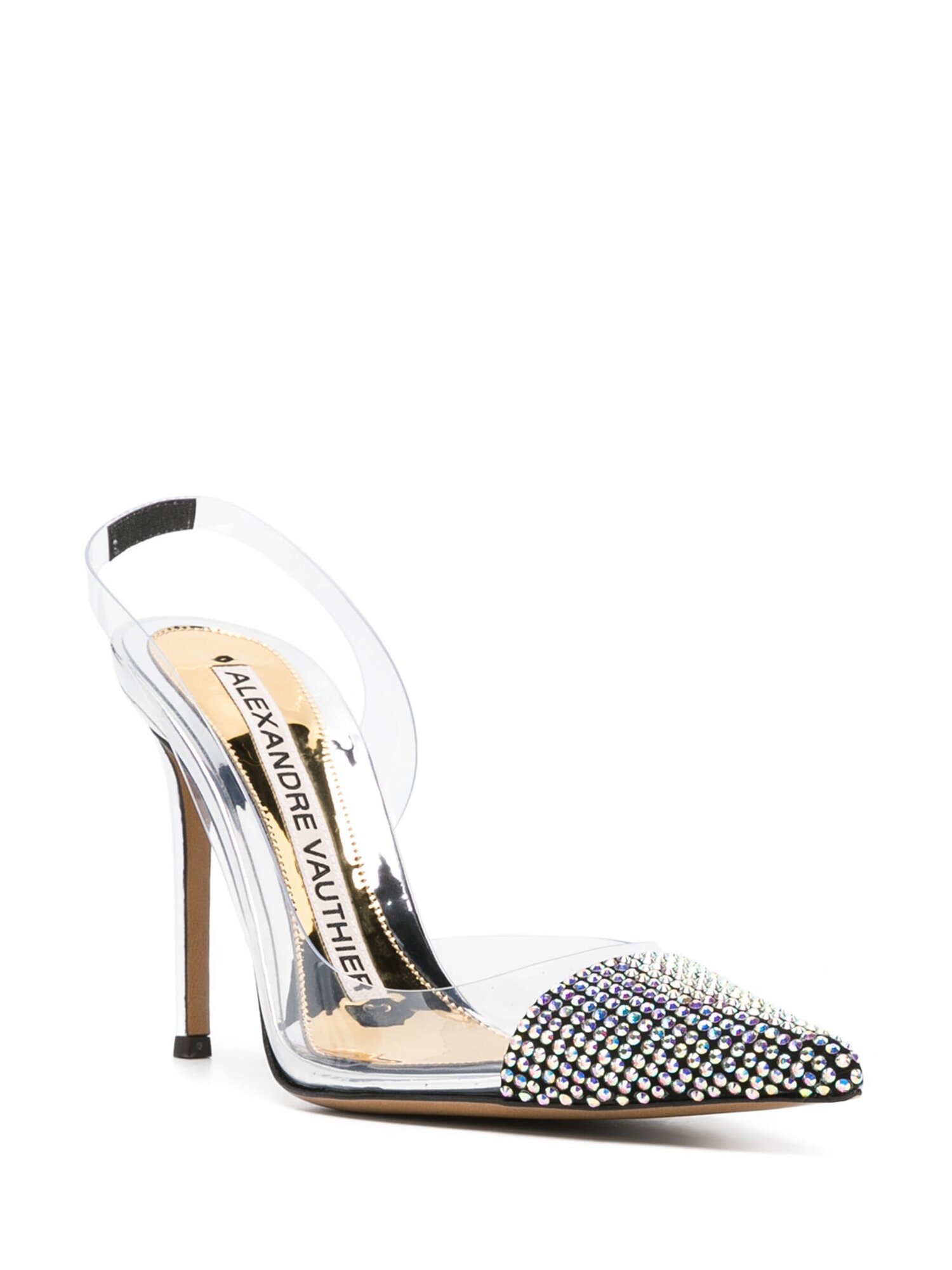 Туфли Alexandre Vauthier Amber Ghost 100, размер 37,5, серебристый/красный — фото 1
