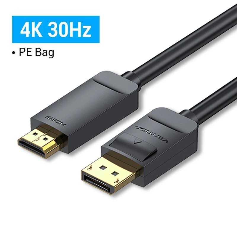 Кабель Vention DisplayPort HDMI 4K 60Гц 4K30Hz, 2 м