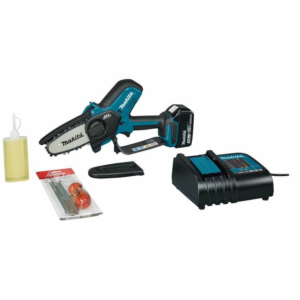 Аккумуляторная цепная пила Makita DUC101SF, LXT BL 18V, 10 см, 26 зв, Li-Ion, с АКБ 3 Ач и ЗУ