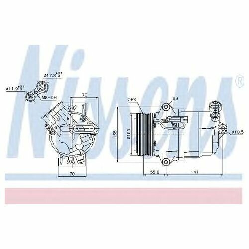 Компрессор кондиционера Nissens 89038 для Opel Astra, Meriva, Zafira