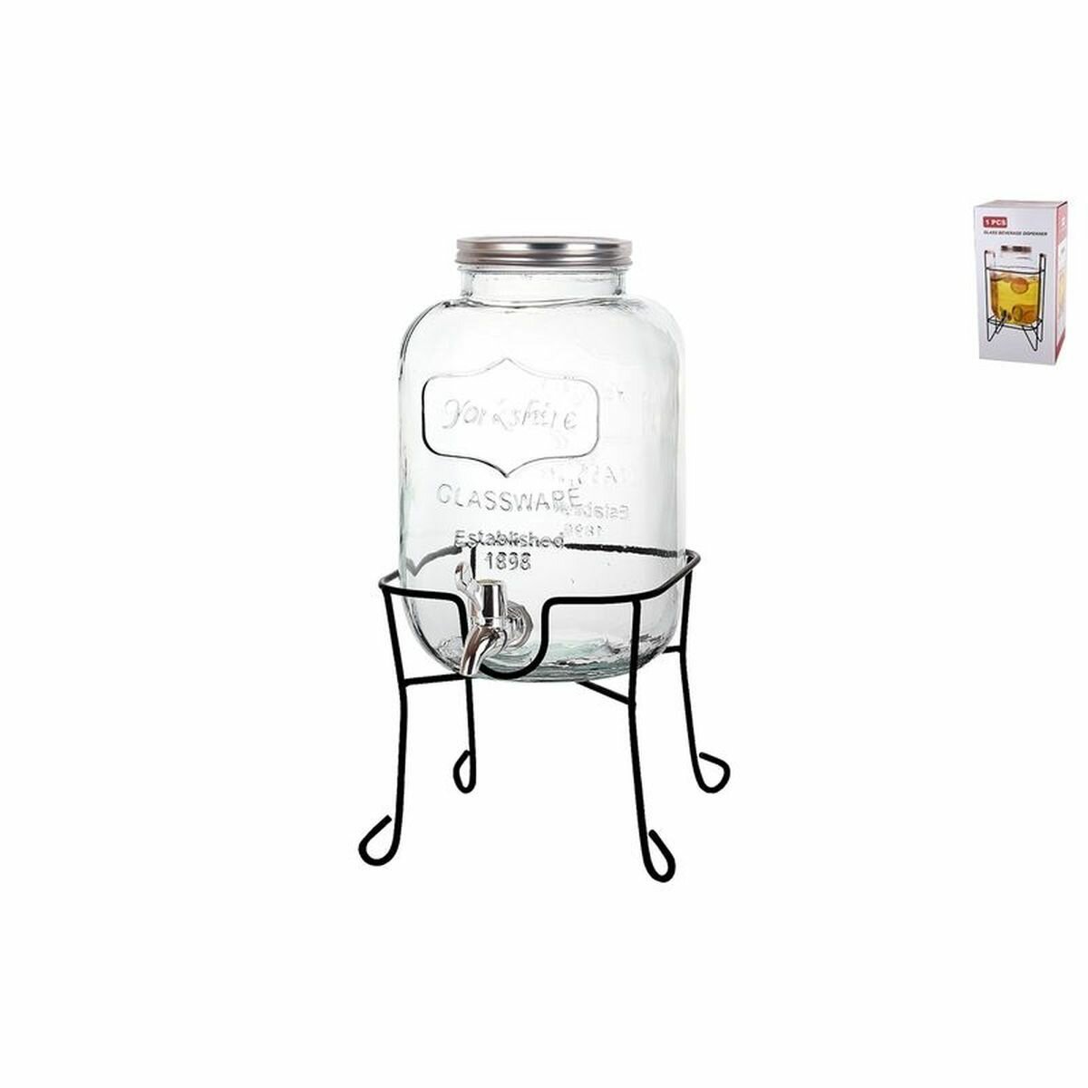 Банка для лимонада 6,0л на мет. подст стекло