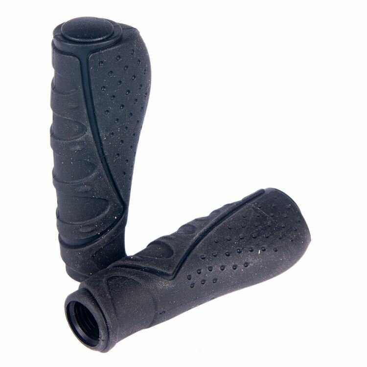 Грипсы 4BIKE 130мм трехкомпонентные с открытым торцом анатомические с гелевыми вставками с заглушками руля