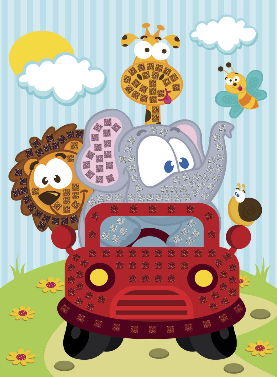 Hobbius MDS-07-CX06 Мозаика 19.5 x 26.5 см №06 Друзья на машине творческий набор