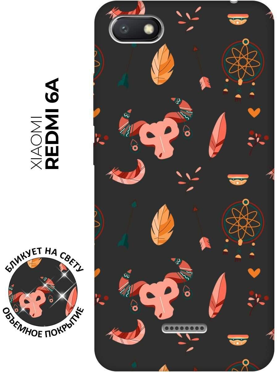 Матовый чехол Boho для Xiaomi Redmi 6A / Сяоми Редми 6А с 3D эффектом черный