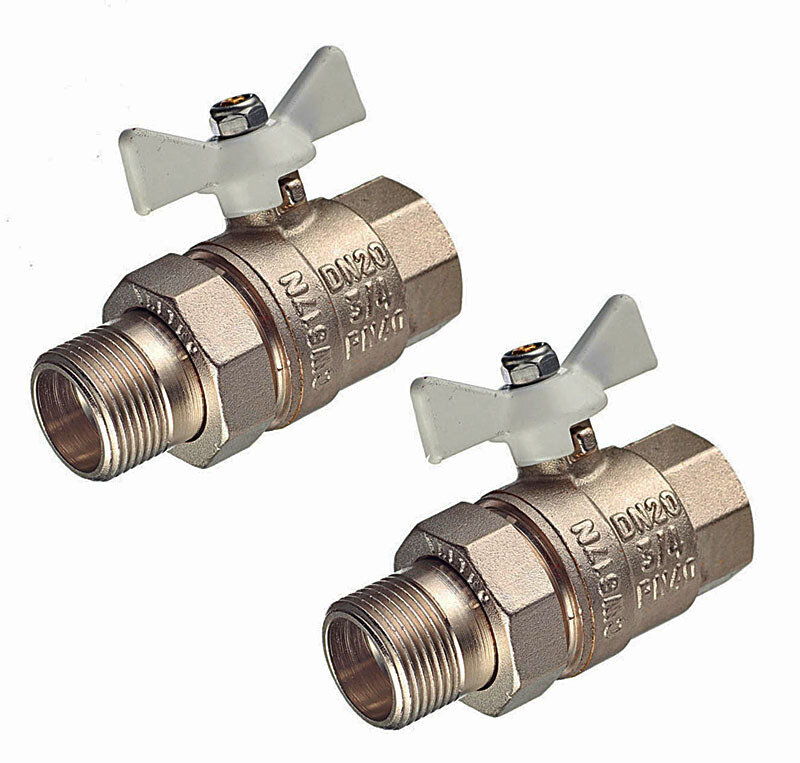 Кран шаровой латунный VALTEC Base (VT.227. NW.05) 3/4 ВР(г) х 3/4 НР(ш) бабочка с полусгоном прямой (2 шт.)