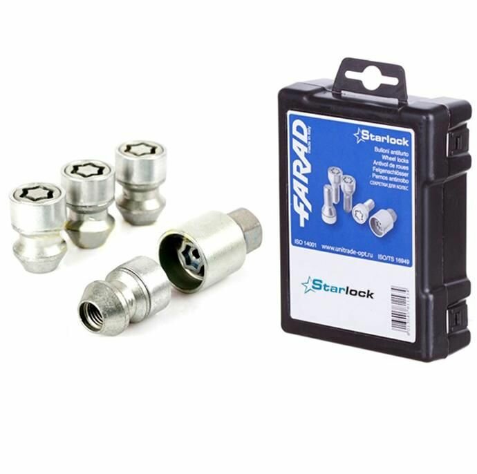 Секретки на колеса Farad SicuStar (StarLock) H1/E/2 (гайки, M12x1.5, 2 ключа)