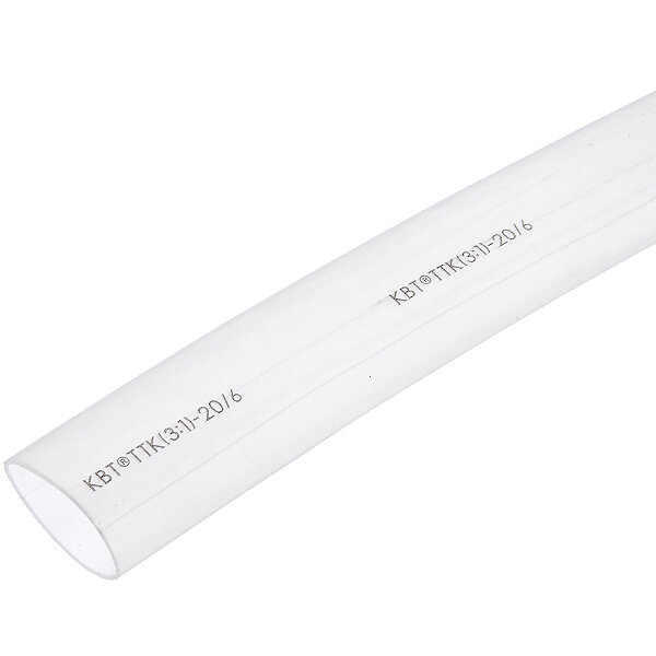 Трубка 85066 ТТК(3:1) 20/6 термоусаживаемая с клеем прозрачная L=1м (КВТ) (2 шт. в комплекте)