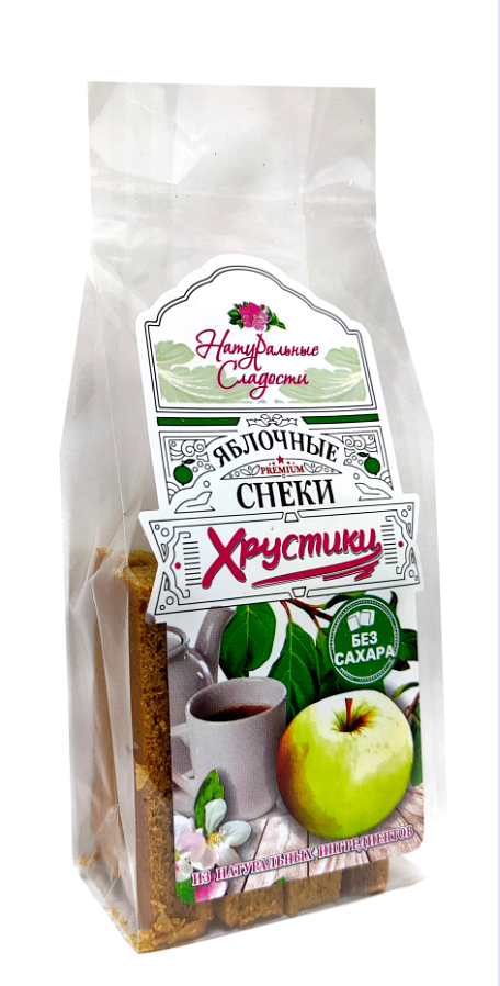 Упаковка из 18 штук Хрустики Яблочные снеки без сахара пак 50г