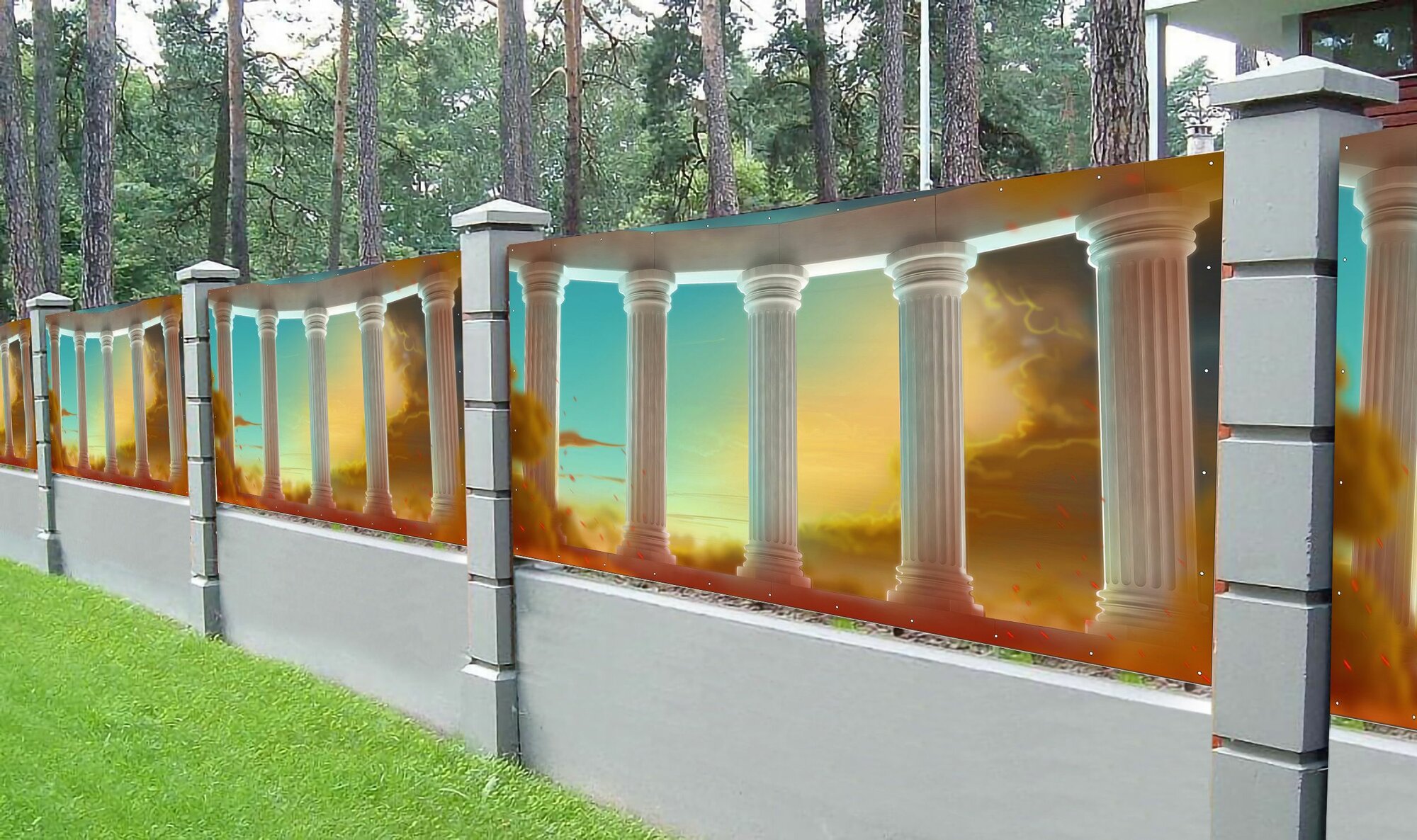 Фотосетка для забора, фасада Фотофасад с люверсами 3 х 1,5 м