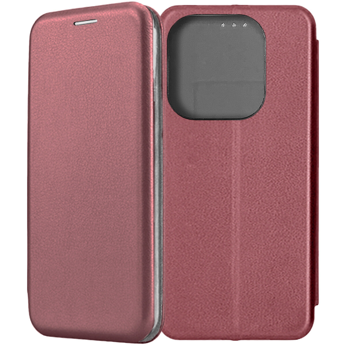 Чехол-книжка для Infinix Smart 8 темно-красный / подставка, отделение для карт