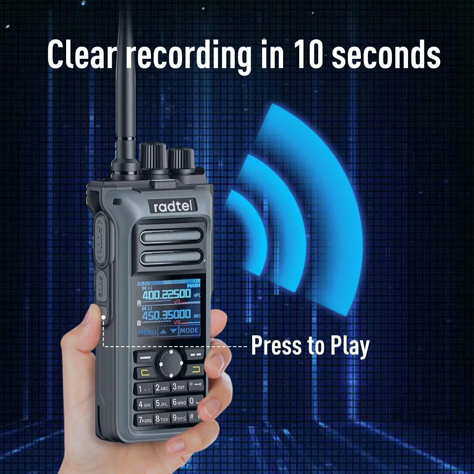Рация Radtel RT-752, копирует настройки между рациями, 250 каналов, Li-Ion, 2600 мА/ч — фото 1