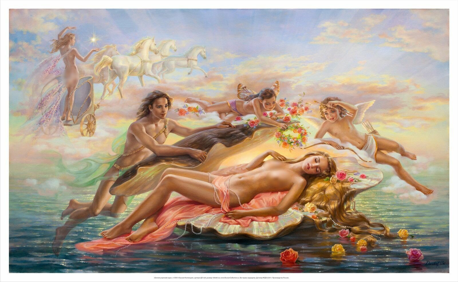 Постер на холсте "Богиня утренней зари" 50х70 см, художник - Дандорф Ольга. Холст в рулоне, Арт. ДО-р20-50х70
