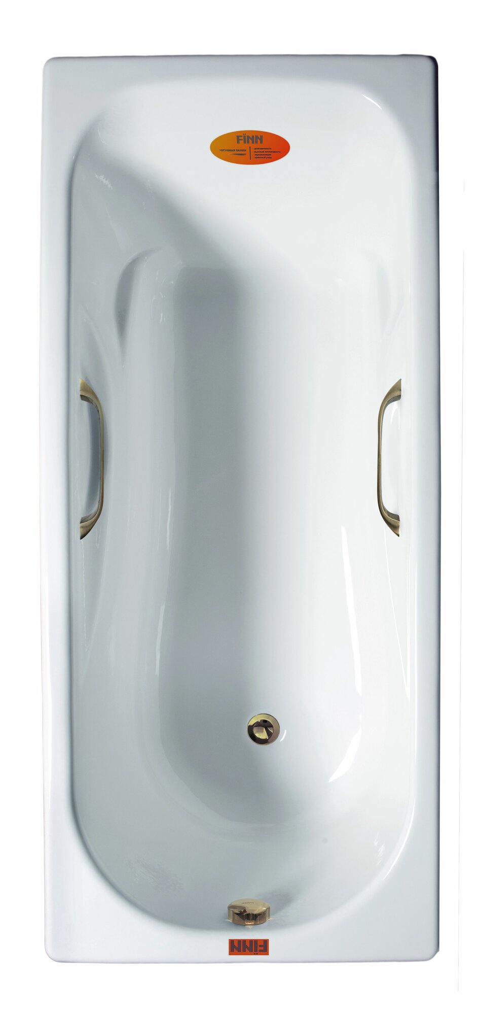 Чугунная ванна Finn Anatomic 180x80x45 с квадратными бронзовыми ручками