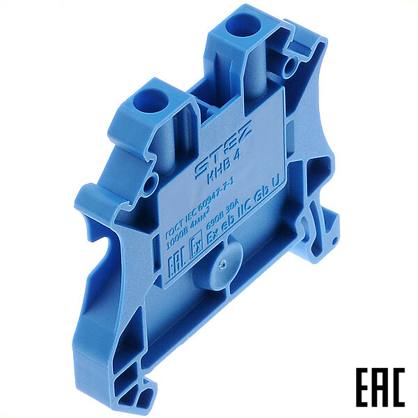 Клемма STEZ КНВ 4-2-С 11000011 винтовая синяя 4мм2 32А 1000В ширина 6,2мм (ССТ) (6 шт. в комплекте)