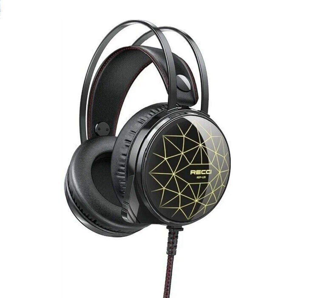 Игровые наушники для киберспорта Recci Lightning Professional Peripherals с микрофоном, LED, Провод 2.4 метра, Черный