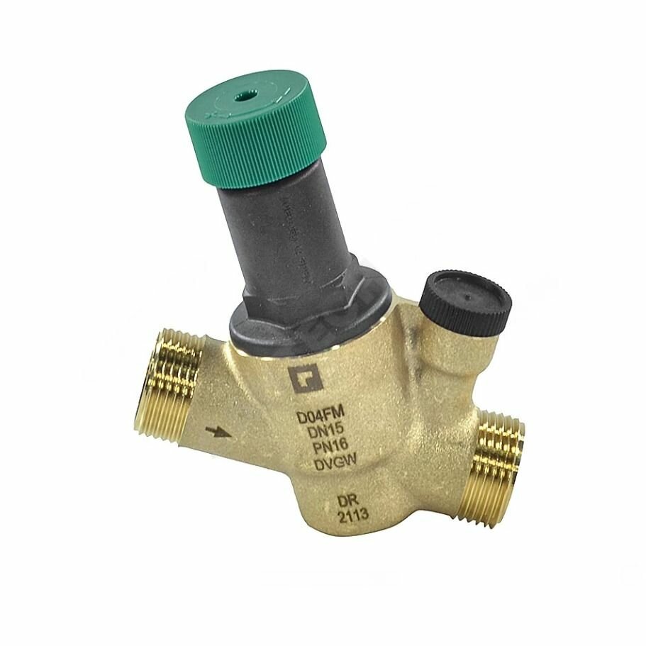 Регулятор давления мембранный латунь D04FM Ду 20 Ру16 3/4" НР Рн 1,5 - 6бар с выходом под манометр Honeywell-Braukmann D04FM-3/4A