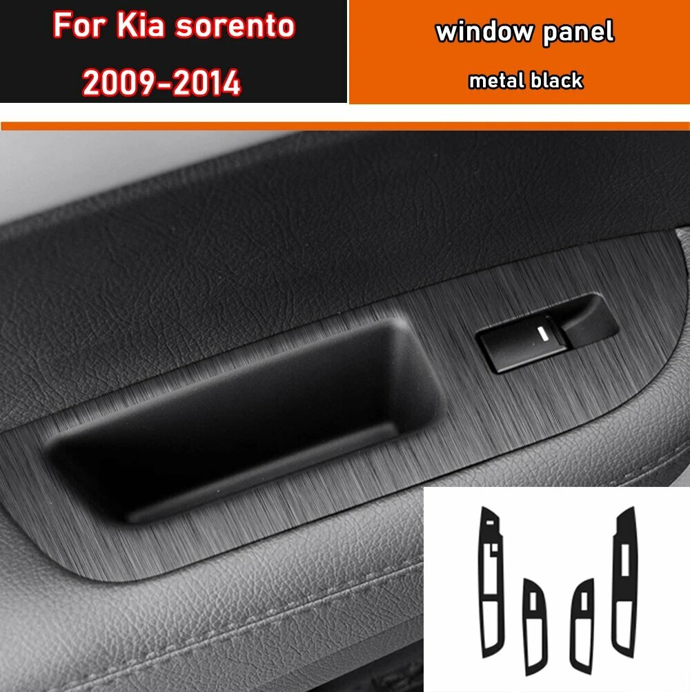 Стайлинг автомобиля, черная карбоновая наклейка, кнопка подъема окна автомобиля, панель переключателя, накладка, наклейка, 4 шт./компл. для Kia sorento 2009-2014 metal black, Left hand drive