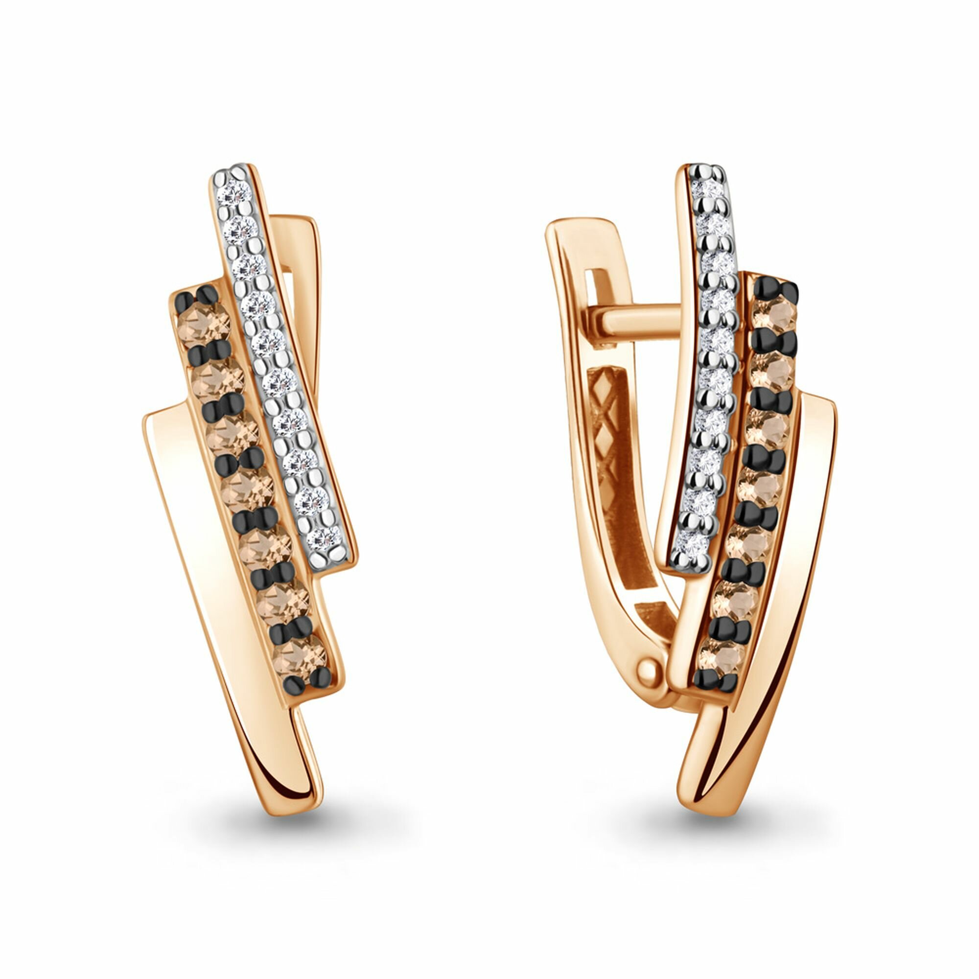 Серьги, красное золото, 585 проба, бриллиант