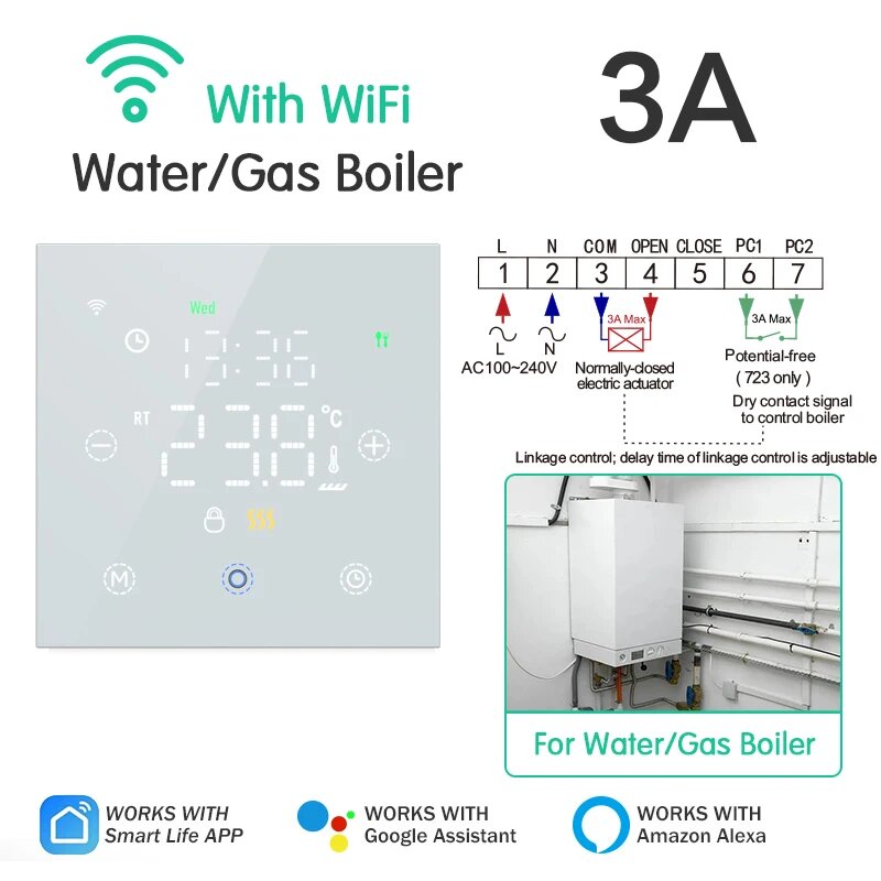 EZAIOT WiFi термостат для котла Water/Gas Boiler, 3A