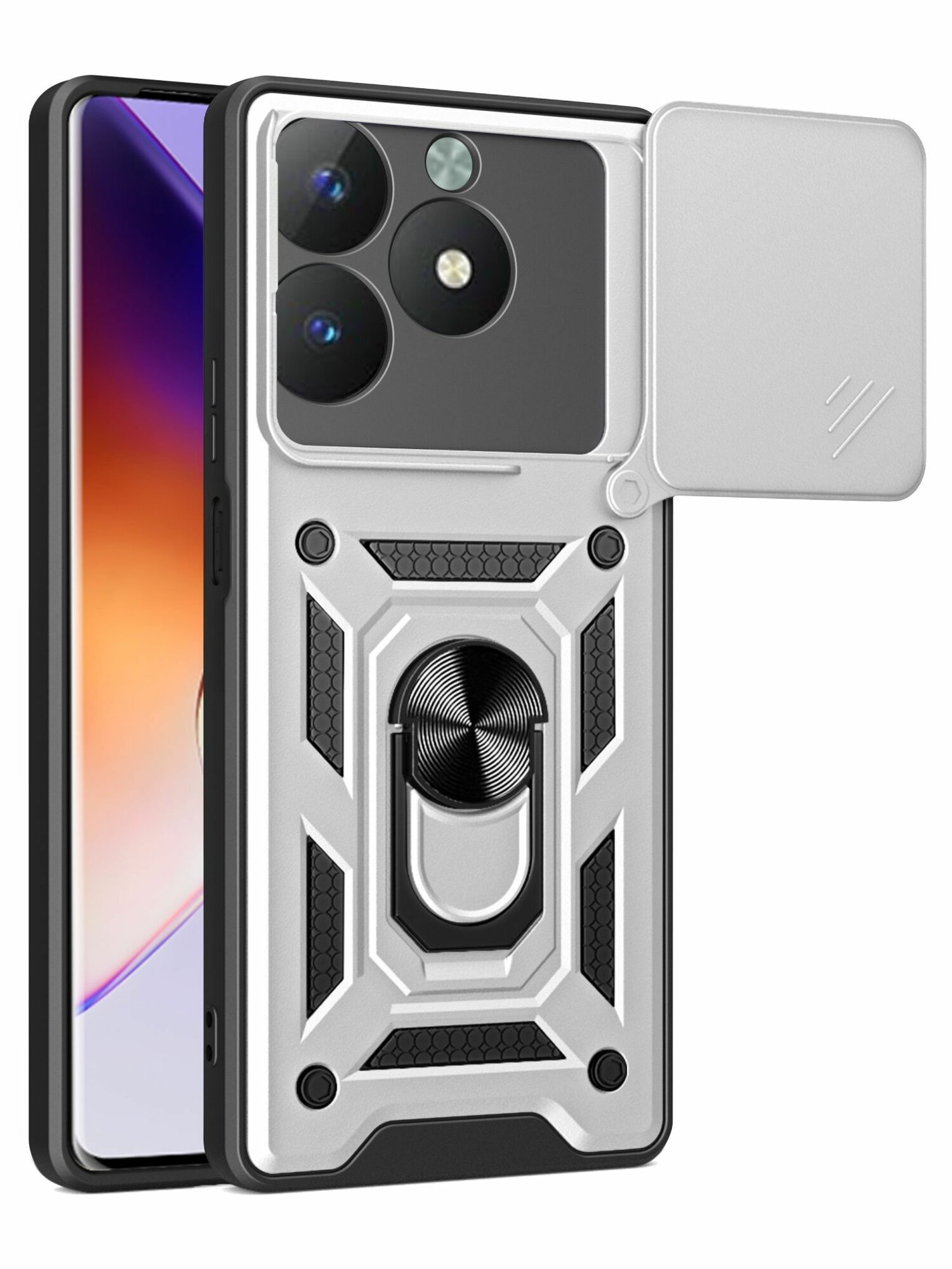 Чехол противоударный armors для Realme C61 и C63 4G / Реалми С61 и С63 4G с защитой камеры (Серебристый)