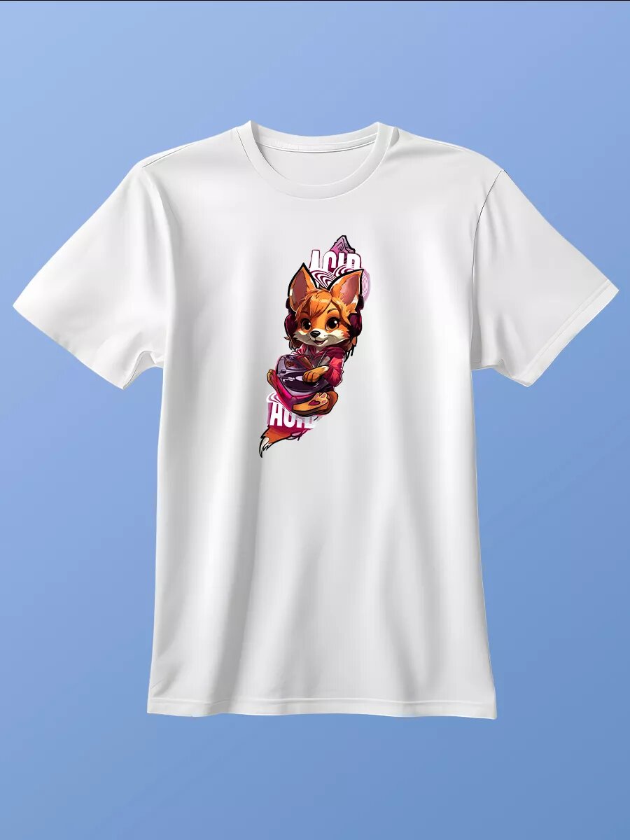 Футболка с принтом лиса геймер прикольный принт