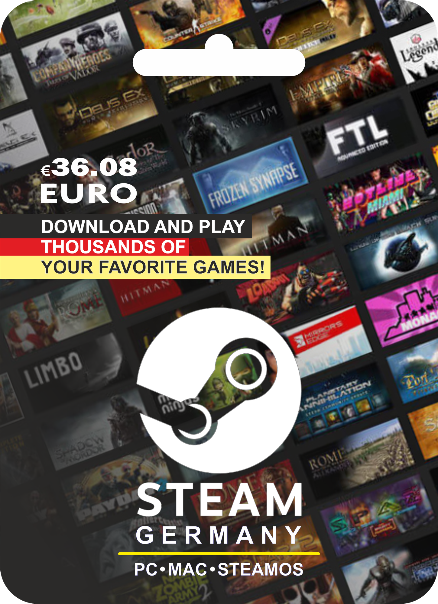 Подарочная карта Steam 40€ Германия / Steam Gift Card 40€ Germany