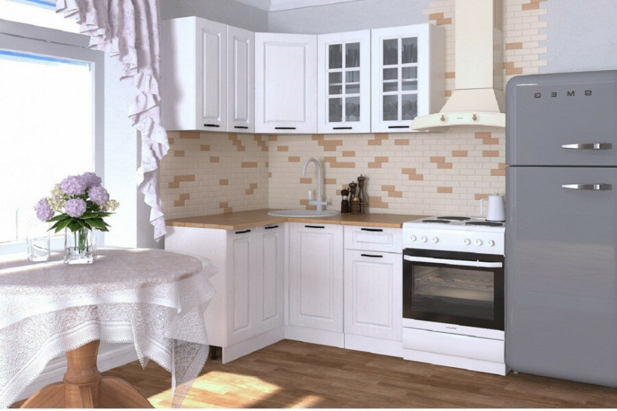 Кухонный гарнитур Белый Вегас 1400х1200 мм