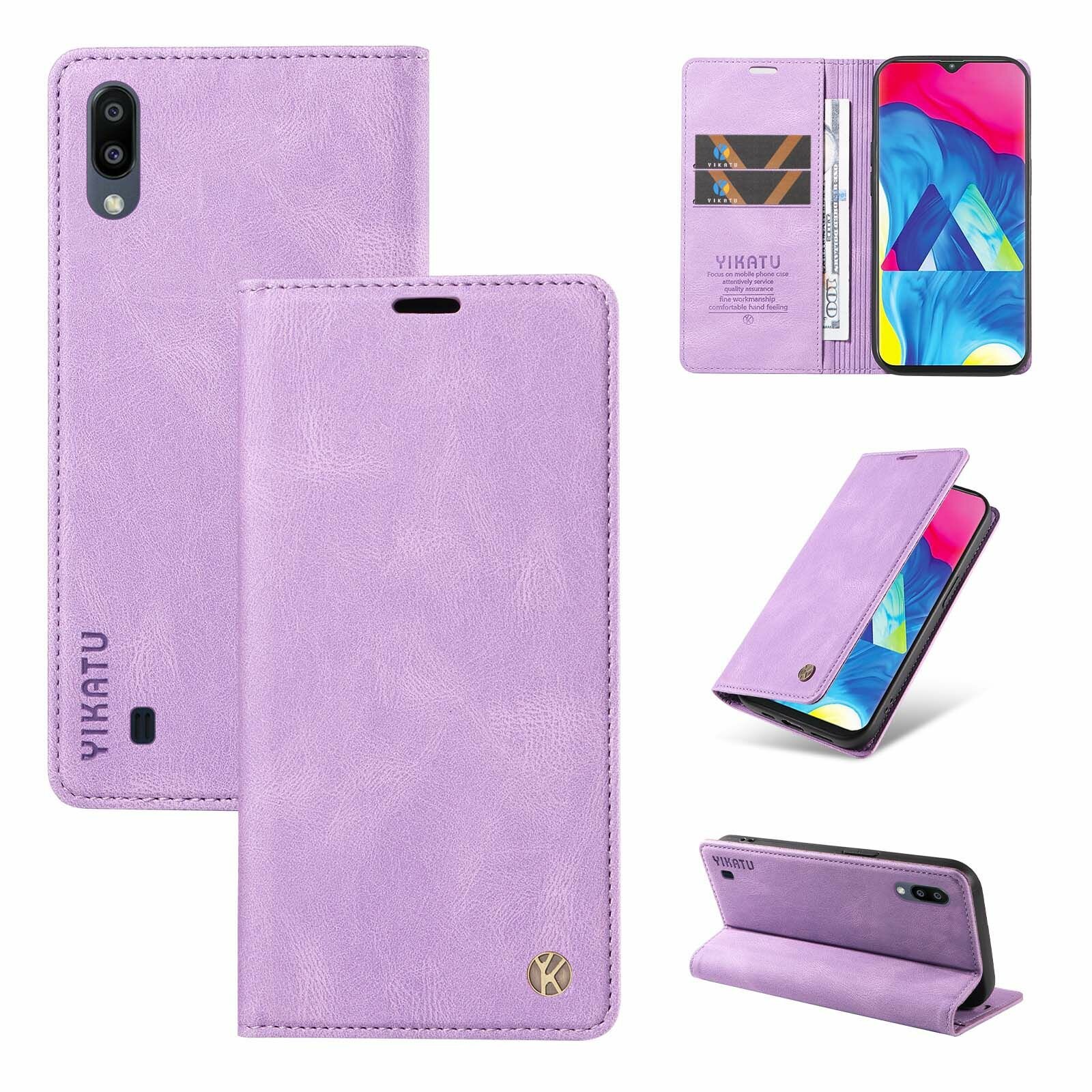 YIKATU Кожаный чехол для Samsung Galaxy A10 / M10 (Самсунг А10 М10) визитницей из экокожи книжка