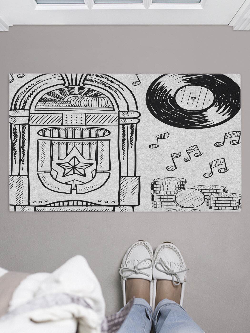 Коврик придверный в прихожую с принтом "Графический винил" 45 на 75 см , JoyArty