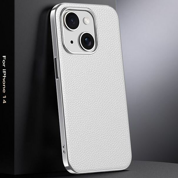 Роскошный натуральной кожи чехол для Apple iPhone14 (Эпл Айфон 14 )