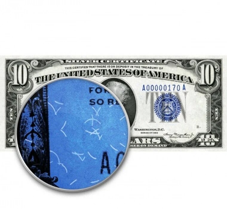 10 долларов 1934 В серебряный сертификат США, сувенирная копия УФ штрихи, банкноты и купюры редкие коллекционные