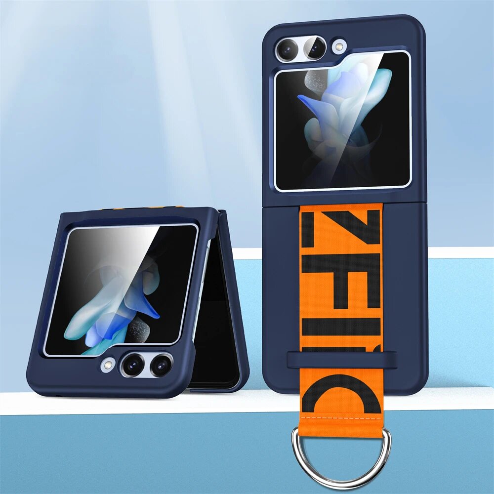 Роскошный ремешок с кольцом-держателем для Samsung Galaxy Z Flip 7 Navy Blue D, For Samsung Z Flip 3