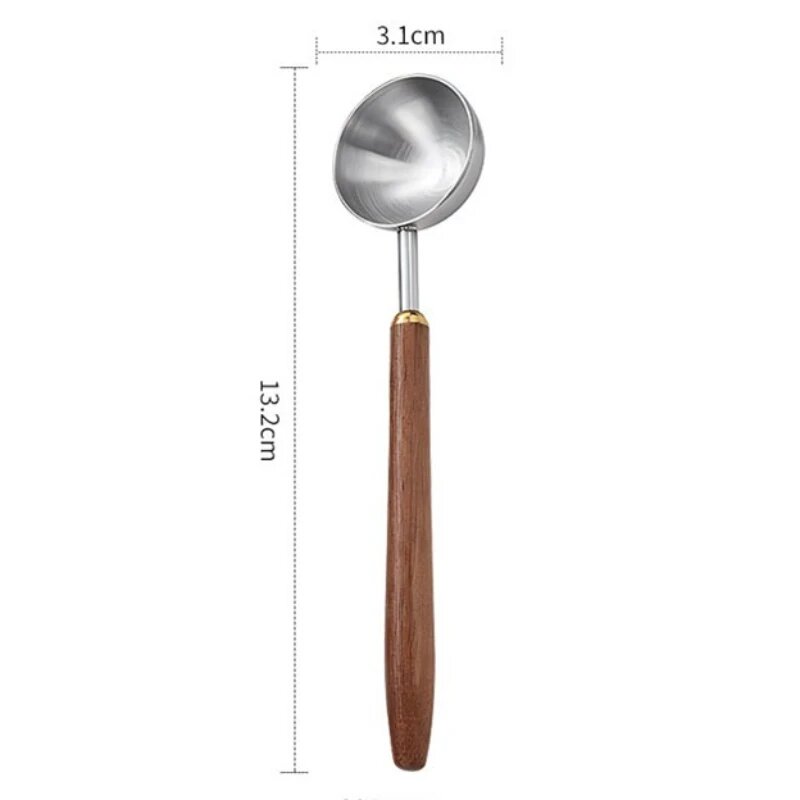 Кофейные ложки из нержавеющей стали с ручкой из орехового дерева 3.1x13.2cm