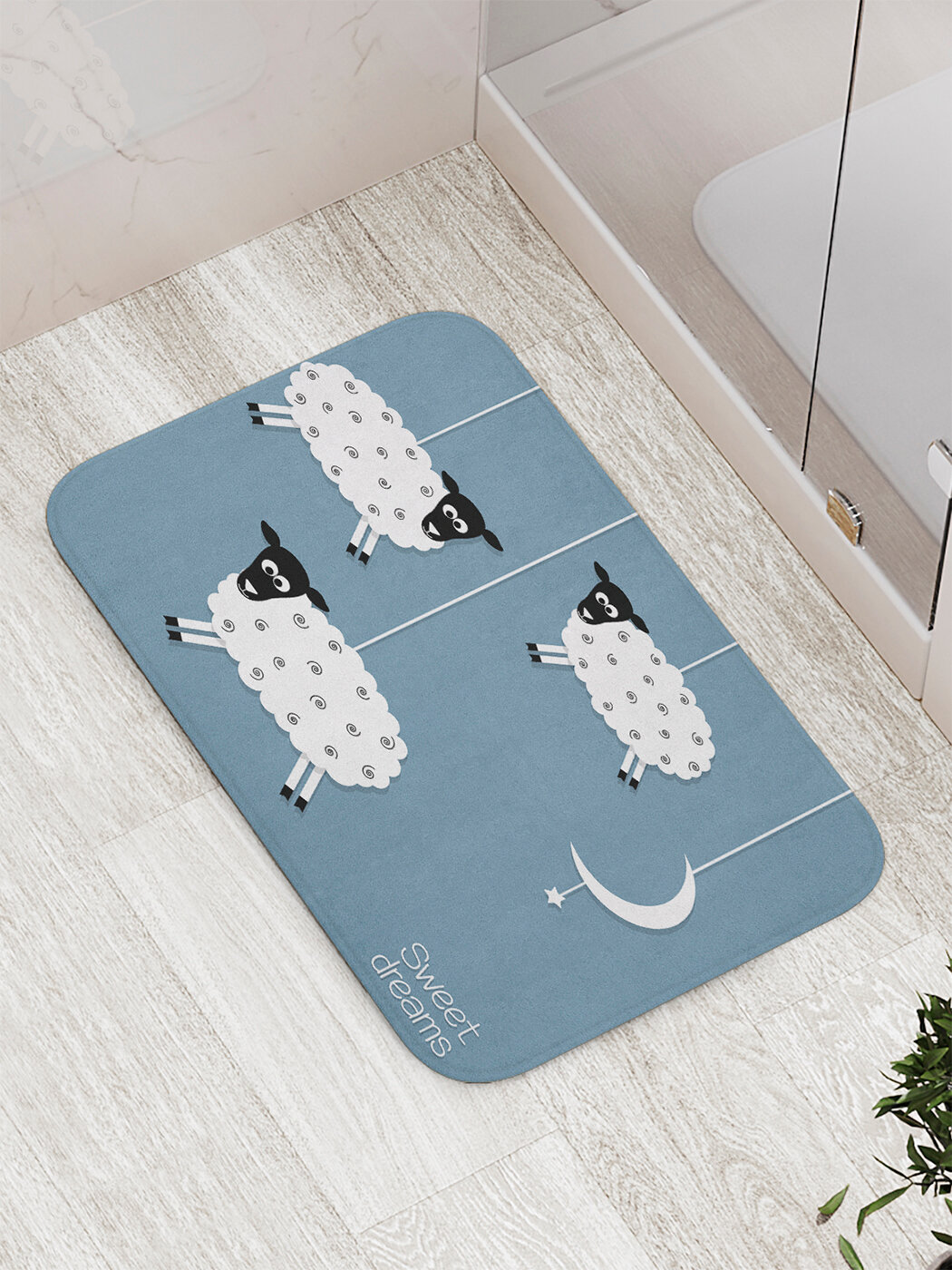 Коврик для ванной комнаты, туалета "Сладкие сны мишутки овечек" противоскользящий, 52х77 см, JoyArty