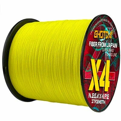 GHOTDA Плетеная леска 4 нити 300 м Желтый, 0.40MM-60LB, Yellow