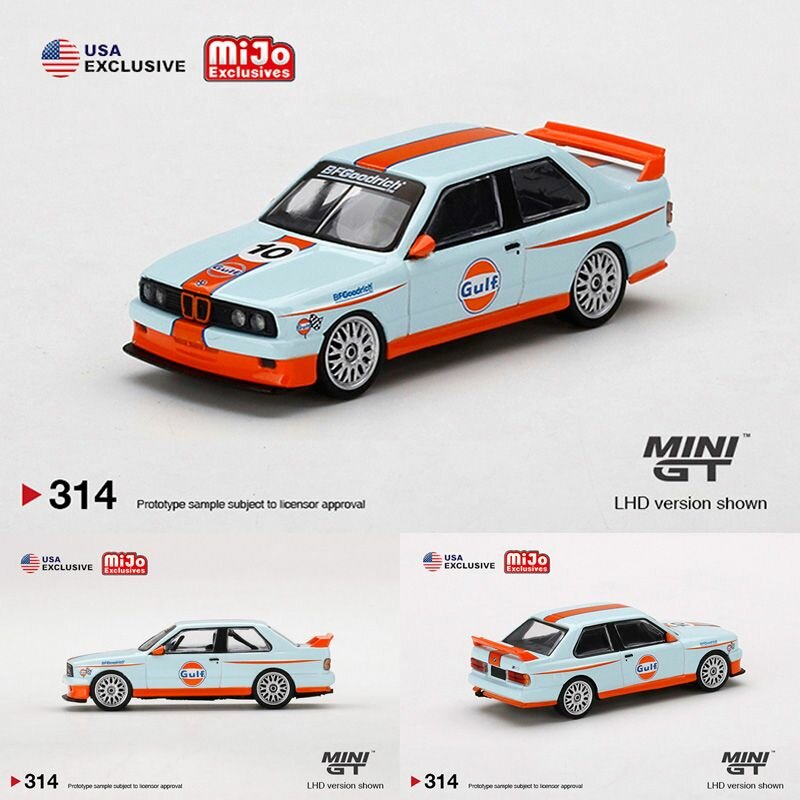 Машинка minigt 1/64 #314 BMW M3 E30 Gulf Die-cast alloy car model collection display gifts
